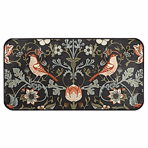 WIHVE Kitchen Mat William Morris Vintage Flowers Floor Mat Waterproof Non-Slip Standing Mat Comfort Floor Mat Rug for Home,Office,Sink,Laundry,Desk