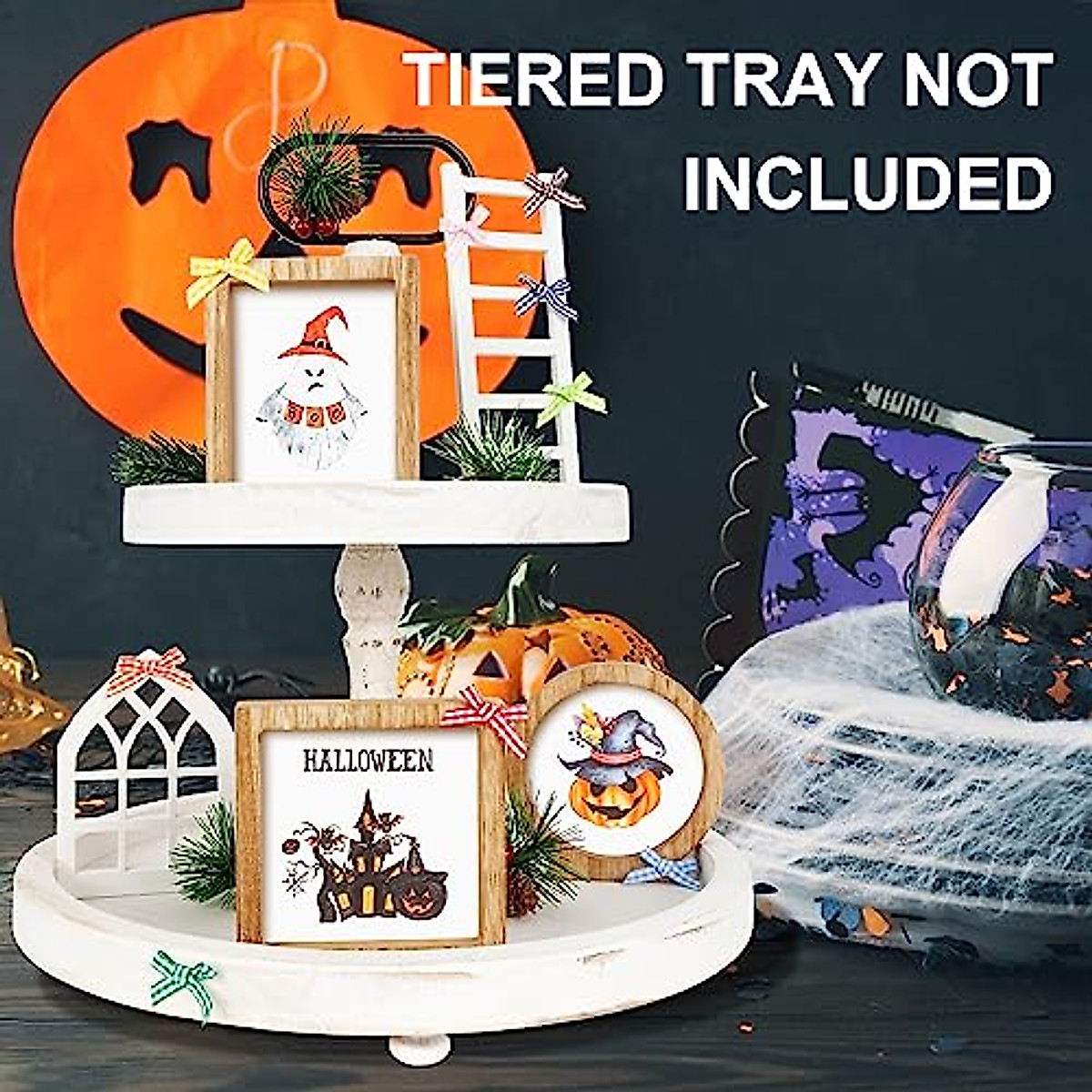 Tiered Tray Seasonal Decorations Set - Farmhouse Summer Lemon Kitchen Decor, 4th of July, Valentine's Day, Spring, Fall, Christmas, Halloween Centerpiece Table Home