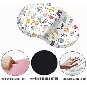Ergonomic Mouse Pad Wrist Support Carpal Tunnel Mouse Pads Animals Memory Foam Mouse Mat with Non-Slip Rubber Pretty Mouse Pads for Computers Laptop Gaming Office Home