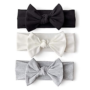 BABYGIZ Baby Girl Headbands-Infant,Toddler Cotton Handmade Hairbands with Bows Child Hair Accessories (Black, White, Gray)