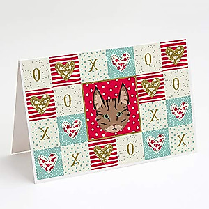 Caroline's Treasures CK5149GCA7P Pixie Bob Cat Love Greeting Cards and Envelopes Pack of 8, Red Blank Cards with Envelopes Whimsical A7 Size 5x7 Blank Note Cards