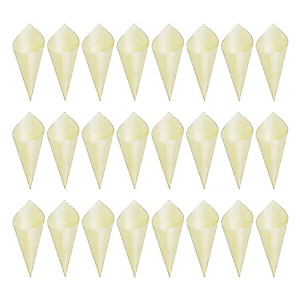 HONBAY 50PCS Disposable Wooden Food Cones Wood Tasting and Serving Cones Appetizer Finger Food Ice Cream Holder for Home Wedding Birthday Party Supplies