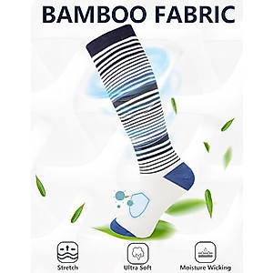 +MD 3 Pairs Compression Socks Moisture Wicking 8-15 mmHg for Women & Men Moisture Wicking Support Stockings for Airplane Flights, Travel, Nurses, Edema 9-11