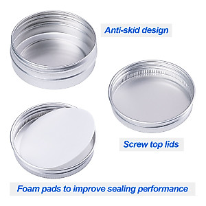 Petutu 30 Pack Tin Cans Screw Top Round Metal Lip Balm Tins Containers with Lids (1oz)