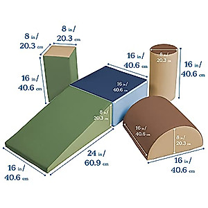 ECR4Kids SoftZone Climb and Crawl Playset, Building Blocks, Earthtone, 5-Piece