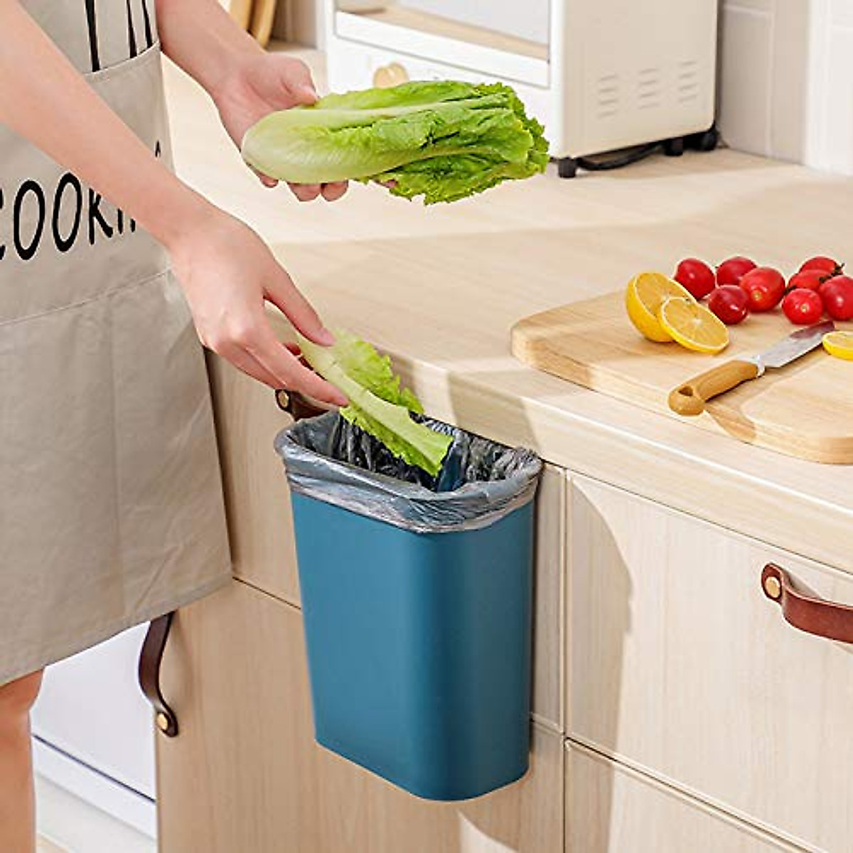Trash Can Home Kitchen Slide Cover Hanging Trash Rubbish Garbage Can Waste Paper Basket