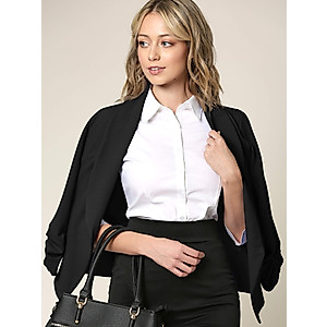 LL WSK2324 Women 3/4 Sleeve Blazer Open Front Cardigan Jacket Work Office Blazer XXL BLACK