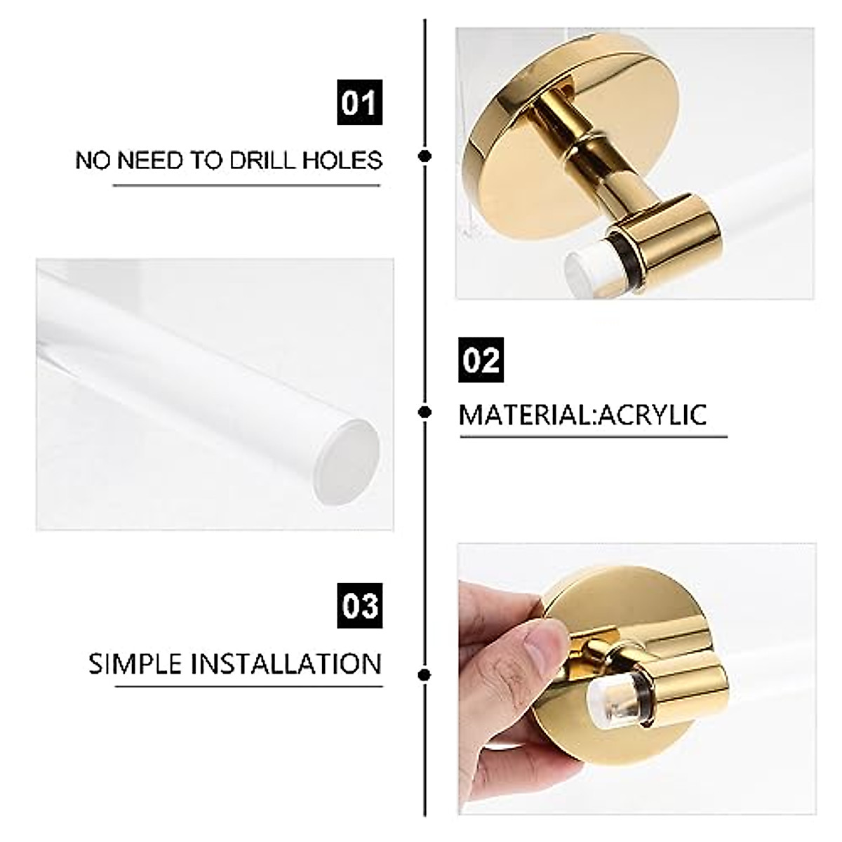 Alipis Towel Bar Bath Towel Rack for Bathroom Towel Holder Bathroom Towel Bar Wall Mounted Towel Rod Punch-Free Towel Rail Hanger for Bathroom Wall