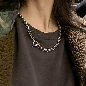 YERTTER Dainty Unique Punk Layering Chain Choker Necklace Boho Jewelry Set Layered Pendant Statement Chunky Chain Necklace for Women Man