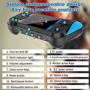 Handheld Game Console for Kids Adults, 3.5'' LCD Screen Retro Handheld Video Game Console, Preloaded 500 Classic Retro Video Games with Rechargeable Battery, Support 2 Players and TV Connection