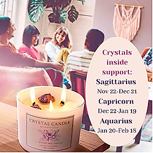 Extra Large Healing Crystals Candle, Crystal Gifts for Women - Amethyst 12 oz Manifestation Candle with Crystals Inside for Gemini Gifts for Women | Zodiac Candle Gifts | Lavender Soothing Crystals