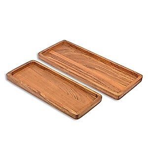 Samhita Acacia Wood Rectangular Wooden Platters for Food Holder/BBQ/Party Buffet Gift for Friend, Family.