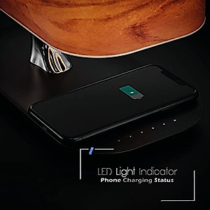 Well Guided Tree of Light Bedside Table Lamp Shade Modern Bedroom Desk Night Light Bluetooth Speaker Fast Qi Wireless Charger Touch Control Dimmable LED Light Smart Corner Lampshade Cherrywood