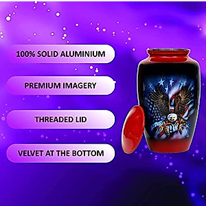 HLC Eagle with USA Flag Cremation Urn for Human Ashes - Adult Funeral Urn Handcrafted - Affordable Urn for Ashes (Adult (200 lbs) – 10.5 x 6 “ , Cremation Urn)