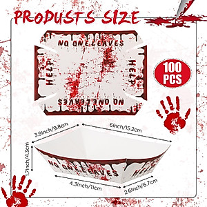 Suttmin 100 Pcs Halloween Paper Food Trays Halloween Party Supplies 2lb Nacho Trays Spider Pirate Bloody Halloween Disposable Serving Trays Food Containers Trick or Treat(Bloody)