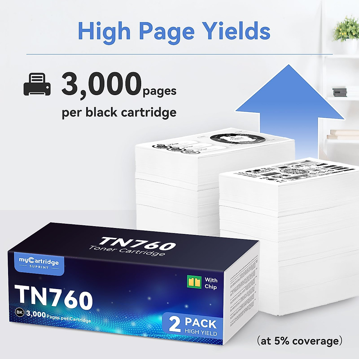MYCARTRIDGE SUPRINT TN760 Compatible Toner Cartridge Replacement for Brother TN760 TN-760 TN730 High Yield Black Toner for HL-L2350DW MFC-L2750DW DCP-L2550DW HL-L2370DW Printer 2-Pack TN-760 Toner