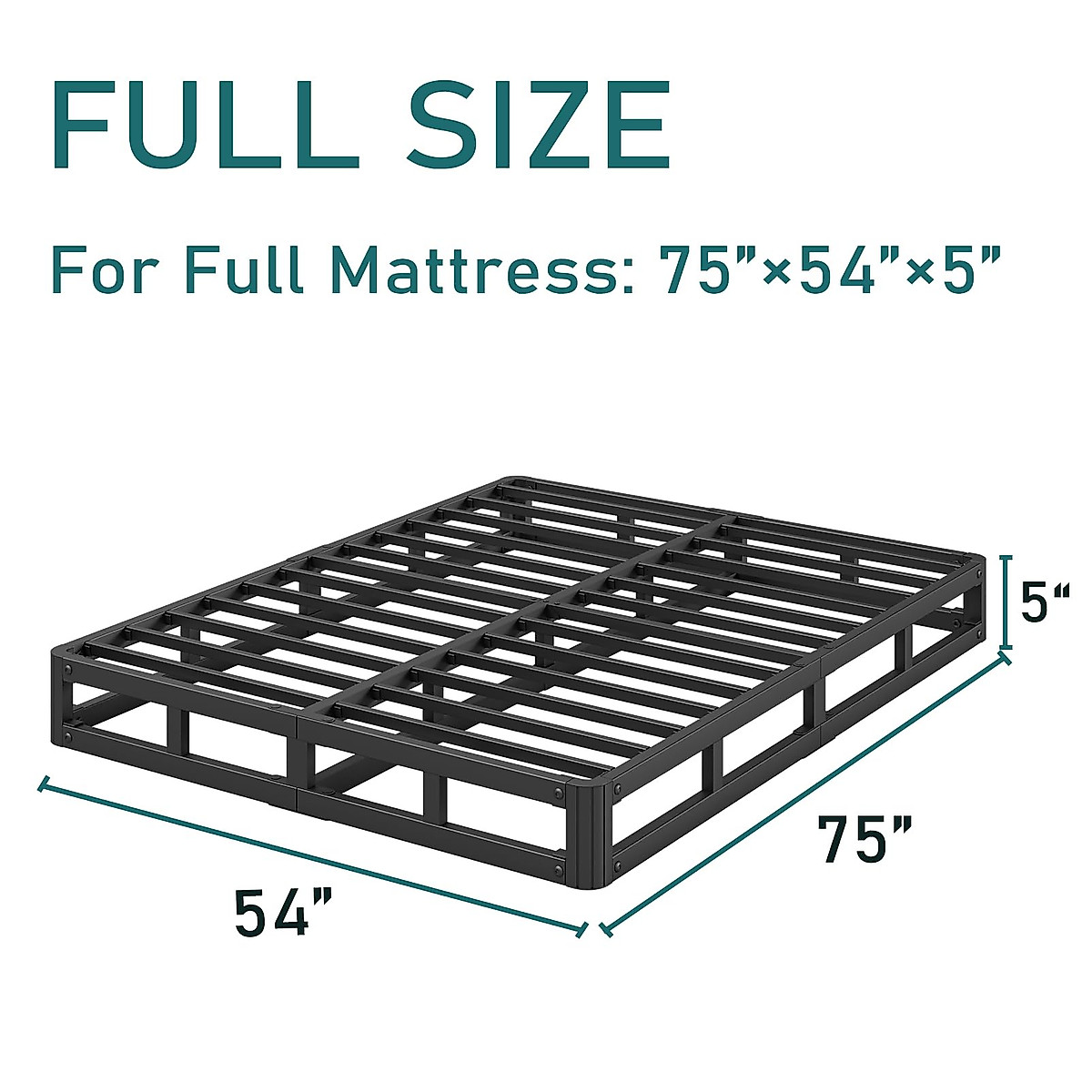 Hunlostten 5 in High Heavy Duty Full Size Bed Frame No Box Spring Needed, Low Metal Bed Frame Full, Sturdy Steel Support Mattress Foundation, Easy Assembly, Noise Free