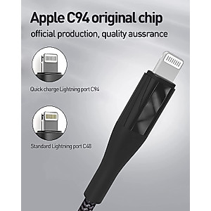 ANDNOVA USB C to Lightning/USB c Cable 10 Ft, Type-C to iPhone PD Fast Charging Cable Compatible with iPhone 13/13 Mini 12 Pro Max/12/11 Pro/X/XR/XS Max / 8/8 Plus