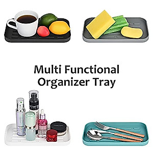 Silicone Kitchen Sink Organizer, Sponges Holder, Soap Rack 9.96 x 5.24 Inches, Silicone Tray for Sponge, Dispenser, Scrubber and Other Kitchen and Bathroom Accessories Color Teal Pack 2