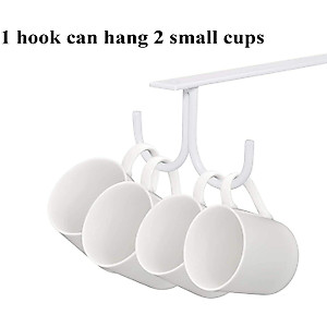 FOLOU Under Cabinet Mug Rack, Rustic Mug Organizer Rack Cup Holder Under Shelf 12 Hanging Hooks Rack for Mugs, Coffee Cups and Kitchen Utensils Display (White 3 Pack 12 Hooks)