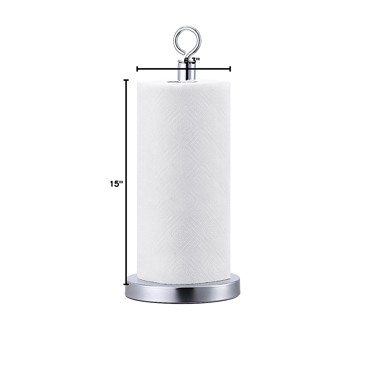 SunnyPoint Heavy Weighted Sturdy Paper Towel Holder Stand Dispenser with Stainless Base Fits Standard and Jumbo Sized Paper Towel, Chrome