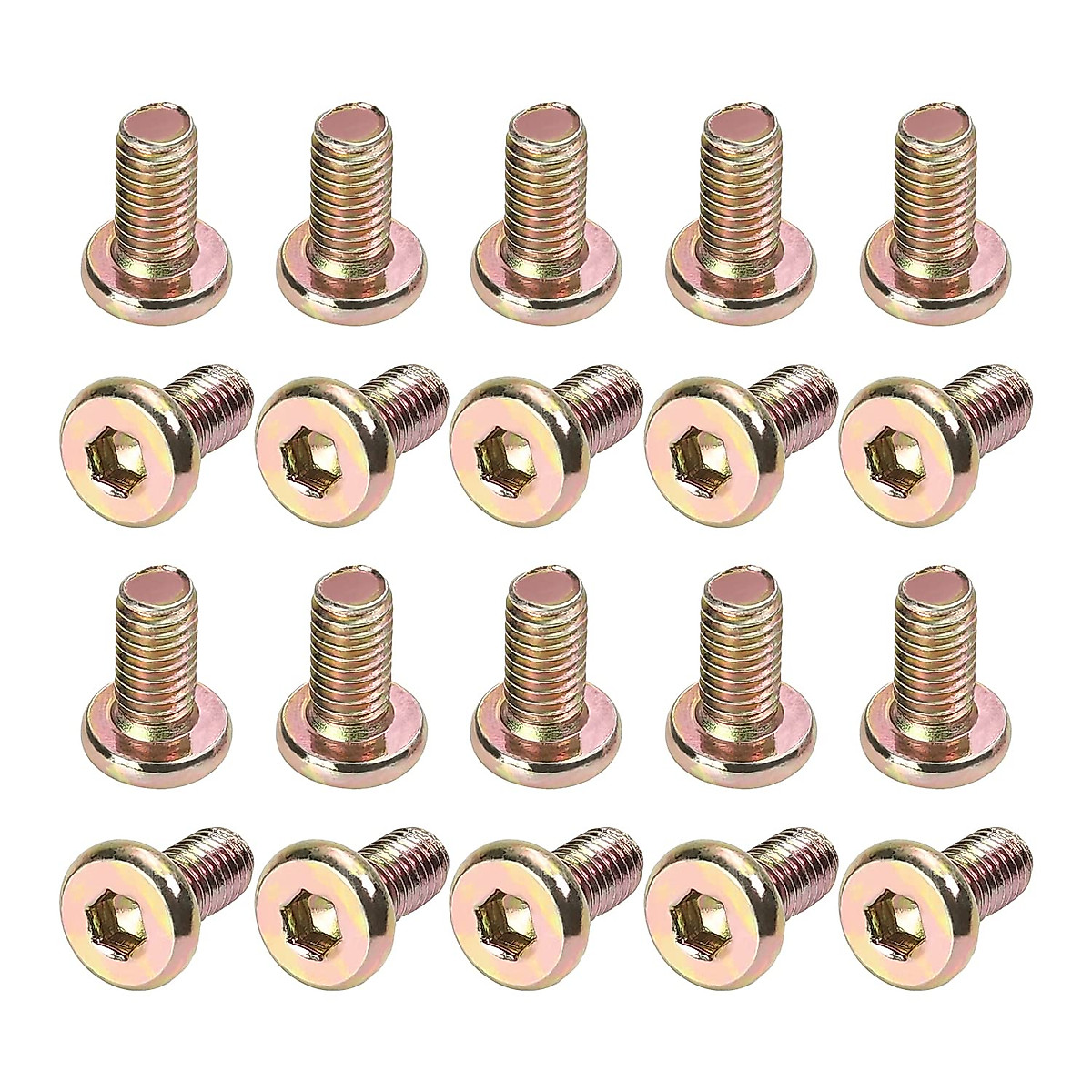 Yinpecly M6 x 50mm Hex Socket Flat Head Screws Furniture Bolts Fastener Full Thread Carbon Steel Colorful 20pcs