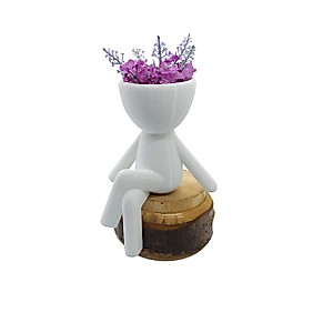 DUHALINE Humanoid Flower Pot, 3D Printing Head Planter Pot, Decorative PLA Succulent Planter, Mini Flower Pot with Shape of A Human Face, Human Shaped Mini Cactus Pot (D:2.56”) (Blue)