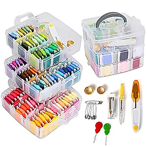 IRDFWH Embroidery Thread Floss Set 150 Colors Cross Stitch Floss Threads Scissors Needles Craft DIY Sewing Accessories Kit