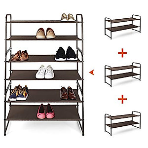 Simple Trending 2-Tier Stackable Shoe Rack, Fabric Shoe Shelf Storage Organizer, Bronze