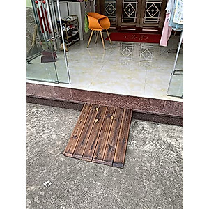 GUENZO Threshold Ramp, Wheelchair Ramps for Thresholds Curb Steps, Wood Heavy Duty Transition Ramp for Patio Door Back Yard Home, Anti-Slip Surface (Size : 90x70x19cm/35.4x27.5x7.5in)