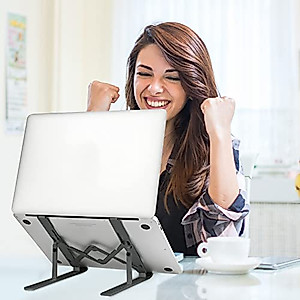 Welan Laptop Stand, MacBook Stand Adjustable Laptop Stand for Desk Portable Computer Stand Aluminum Laptop Holder Ergonomic Cooling Stand Compatible with MacBook Pro Air HP Lenovo Dell 10-18" Black