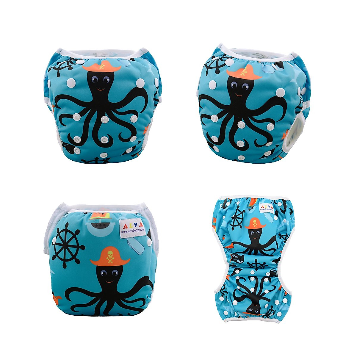 ALVABABY Swim Diapers 2pcs Reusable Adjustable & Washalbe for Boys & Girls 0-2 Years Baby Boy DYK13-14