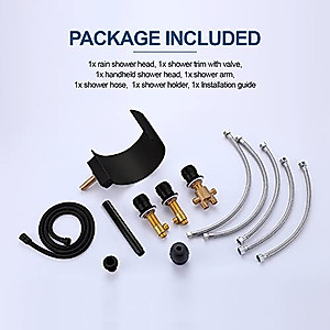 AZOS Waterfall Roman Tub Filler Faucet Deck Mount Widespread Bathroom Bathtub Faucet 5 Hole 3 Handles Black Waterfall Tub Filler Faucet Bathtub Faucet