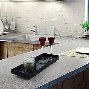 Aglary Rectangle Black Matte Metal Tray, Suit for Candle Holder, Vanity Decor Projects, Bathroom Toilet Tank Tray, Perfume or Jewelry Storage, and Coffee Table Centerpiece