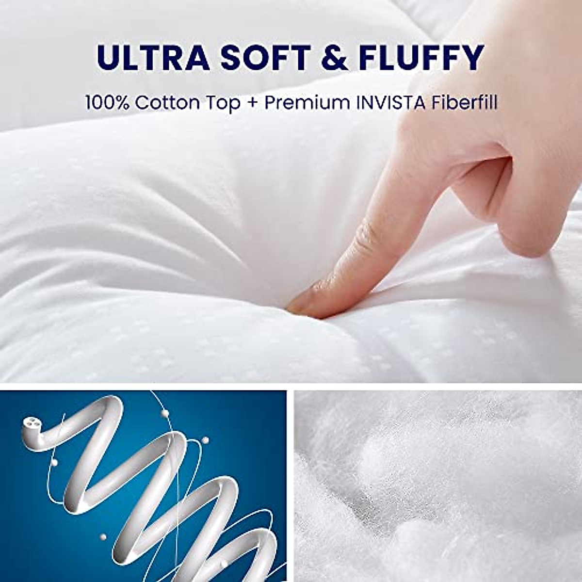 SLEEP ZONE Twin Size Cotton Mattress Pad, Soft Fluffy Cotton Top Mattress Topper, Machine Washable Mattress Protector Cover Fits 8-21 inch Deep Pocket, Twin