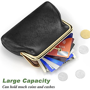Coin Purse, Small PU Leather Change Purse, Coin Purse Wallet with Clasp, Car Coin Holder Pouch for Woman Men Kids Girls (Black)