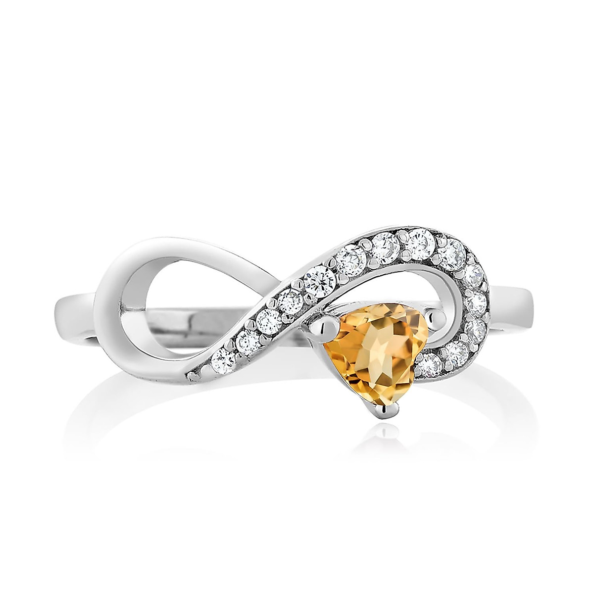 Gem Stone King 925 Sterling Silver Gemstone Birthstone Infinity Ring | Heart Shape 4MM | Wedding Engagement Anniversary Promise Ring For Women | Available in Size 5,6,7,8,9