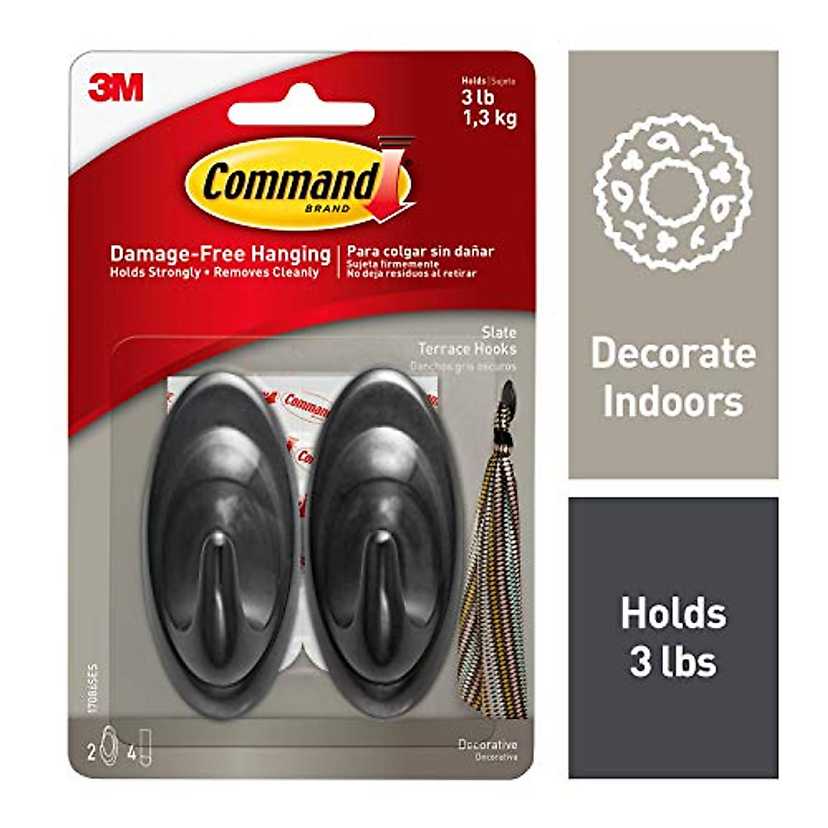 3M Company 17086S Command, Medium, Slate Terrace Hook