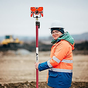 AdirPro Aluminum Prism Pole - Telescopic 8.5’ (2.5m) - Adjustable Tip – Quick Release Clamp - Metric Graduation - Strong & Lightweight GPS Pole - for Use with Prisms, Rover Rod - GNSS Instruments