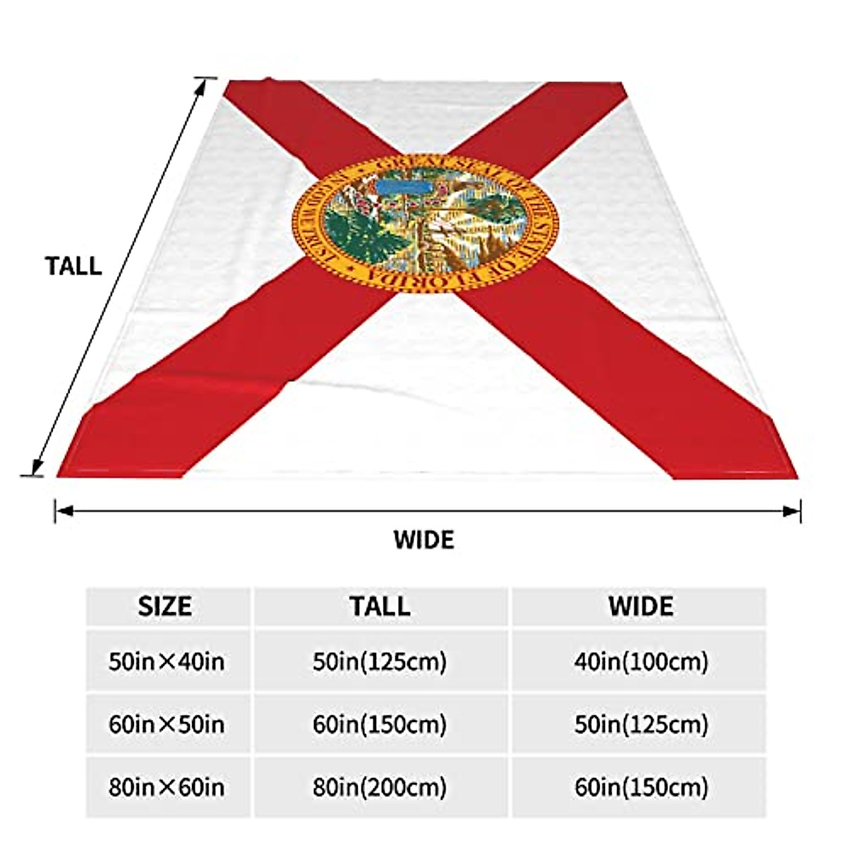 Florida State Flag Flannel Blanket Plush Throw Lightweight Super Soft Microfiber Flag of The US State Flannel Blankets for Couch, Bed, Sofa Ultra Luxurious Warm and Cozy for All, 50*40in
