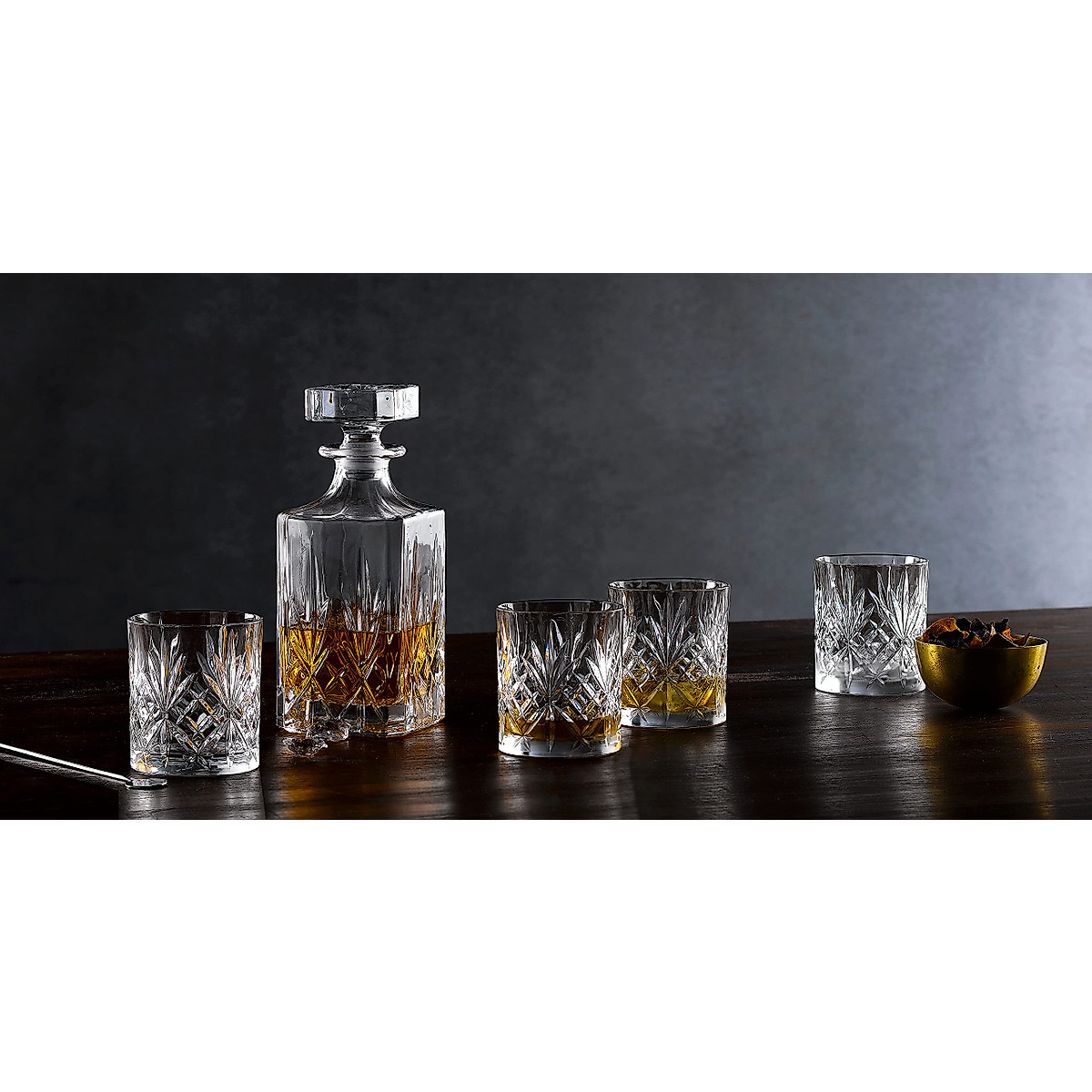 Waterford Marquis Personalized Maxwell Tumbler Whiskey Glasses, Set of 4 Custom Engraved Crystal Rocks Glasses for Bourbon, Scotch, Liquor, and More