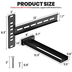 Ruiru Bro Adjustable Bed Headboard Brackets,Universal Headboard Brackets for Adjustable Bed Base,Adjustable Bed Headboard Kit,Adjustable Bed headboard kit Hardware(Black)