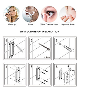 Bathroom Folding Makeup Mirror ,Hotel Bathroom Rotating Telescopic Mirror Wall Hanging Beauty Triple Zoom Single Side Makeup Mirror 8 Inch Free Punch-Square Bottom