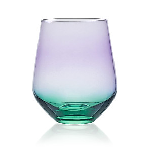 Mikasa Chroma Set of 4 Stemless Wine Glasses, 13 Ounce, Rainbow