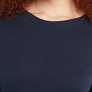 Hanes Long Sleeve Cotton T-Shirt, Lightweight Crewneck Tee for Women, Modern Fit, Navy, 2X Large