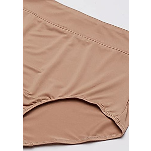 Warner's womens Blissful Benefits No Muffin Panty Briefs, Black/Toasted Almond/Lace Dot Print, Large US, 3 Count (Pack of 1)