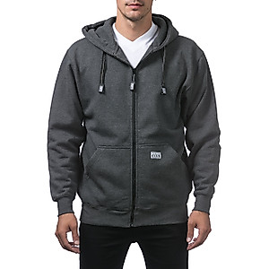 Pro Club Men's Heavyweight Full Zip Fleece Hoodie, Charcoal, Small