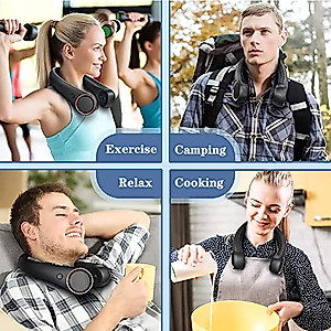 UJAY Neck Fan,4000mAh Personal Portable Bladeless Cooling Fan,USB Rechargeable Fan,360° Surround Wind,3-Speed Strong Wind, Low Noise,Non-Slip Silicone,Suitable for Outdoor,Shopping,Travel,Camping