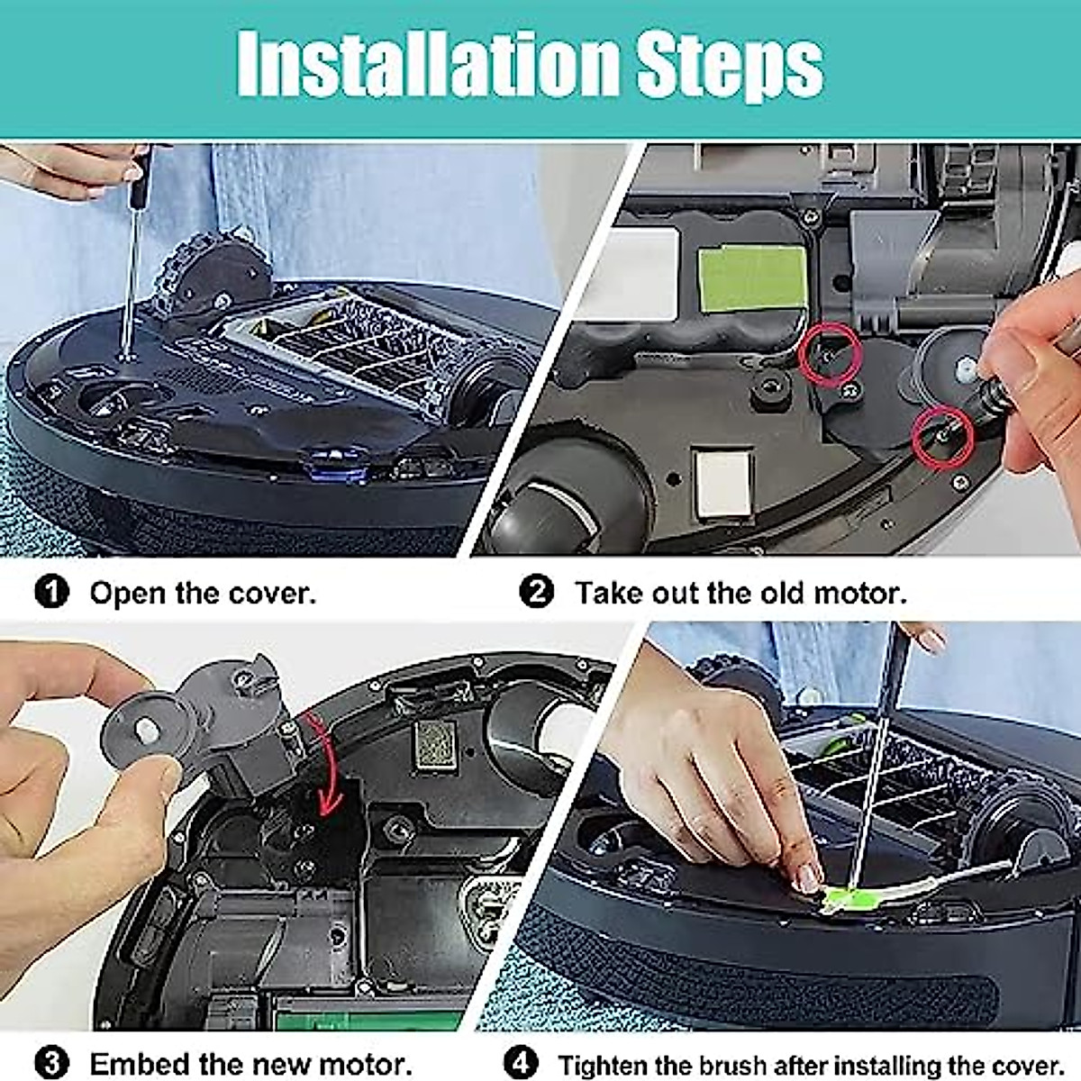 Side Brush Module Motor for iRobot Roomba 500 600 700 800 900 I3 E5 E6 I3 I4 I5 I6 I7 I8 J7 Series Robot Vacuum Cleaner, Replacement Parts (Motor Module + Side Brush)