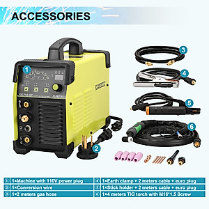 Flameweld Tig Welder Machine - TIG250DP 250Amps HF TIG/Spot TIG/Pulse TIG/MMA TIG Welder with IGBT Inverter, 110V/220V Dual Voltage Welding Machine